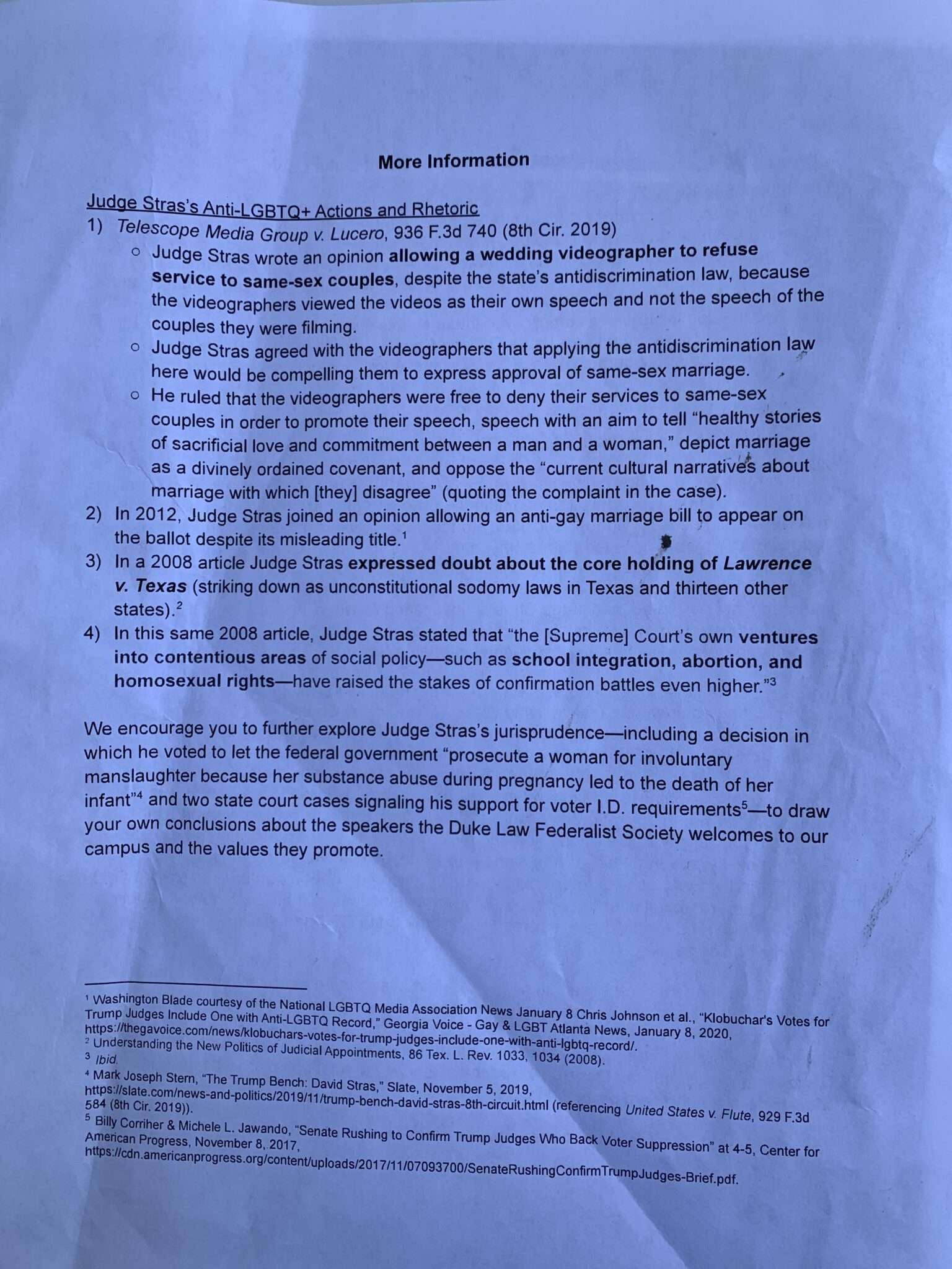 Judge David Stras Was Protested At Duke Law School