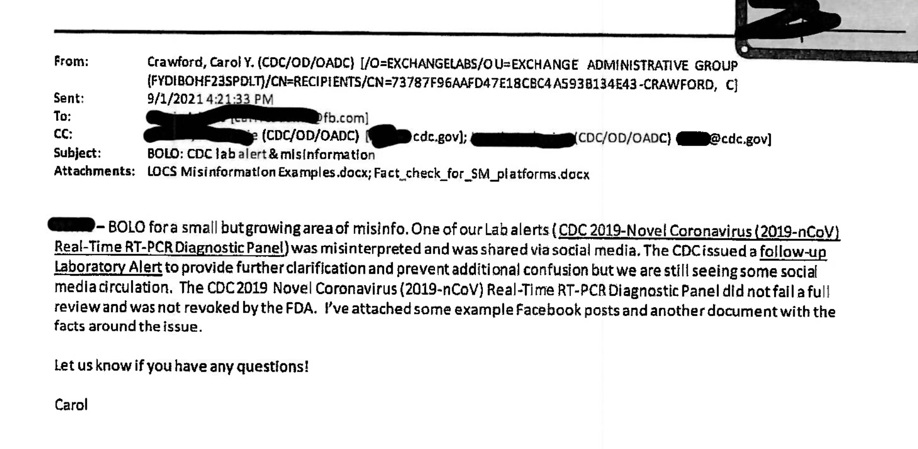 Inside the Facebook Files: Emails Reveal CDC's Role in Stifling COVID Dissent