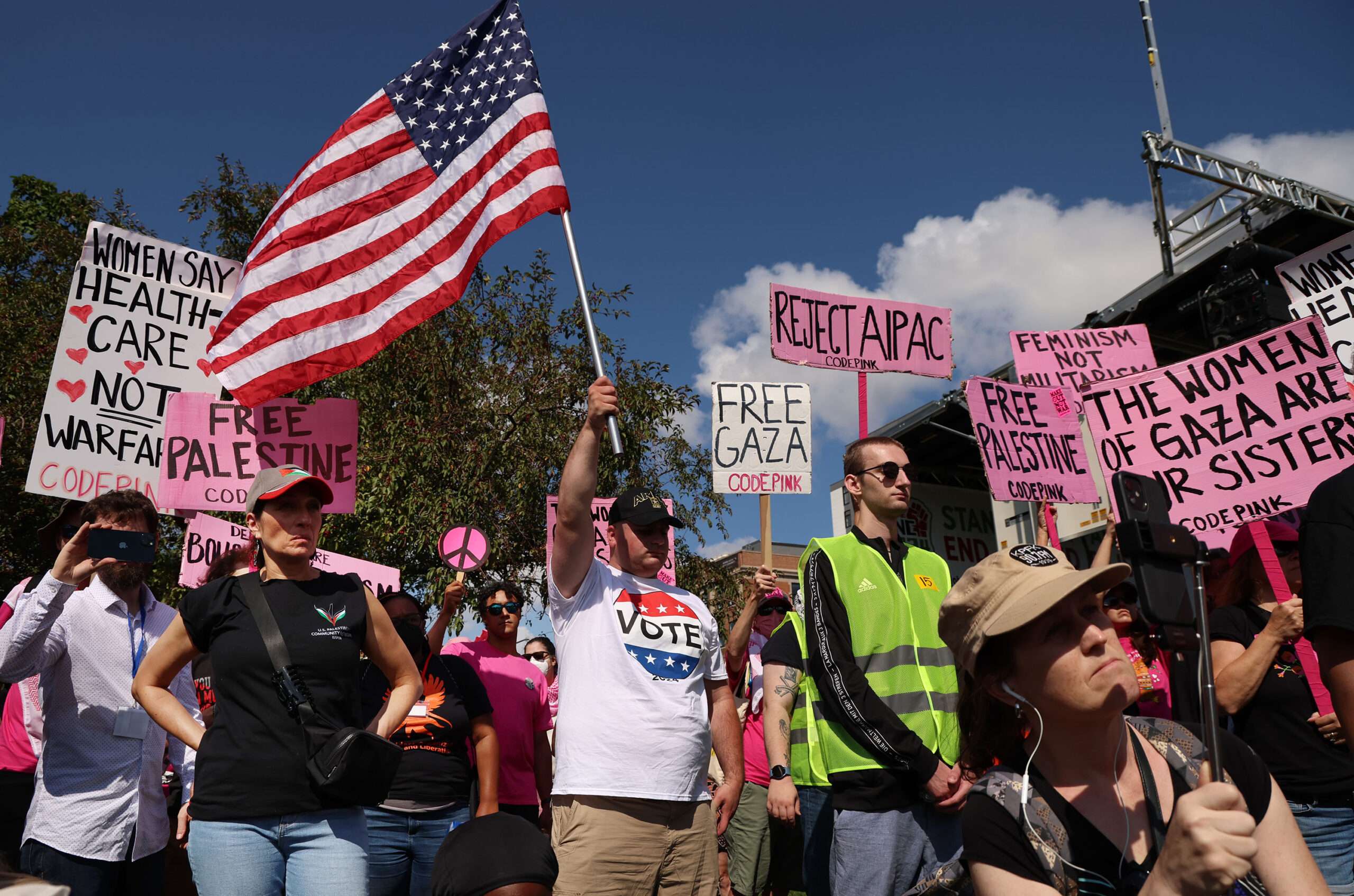 Early DNC Protests in Chicago Reveal Muted Outrage, Aspirational Crowds