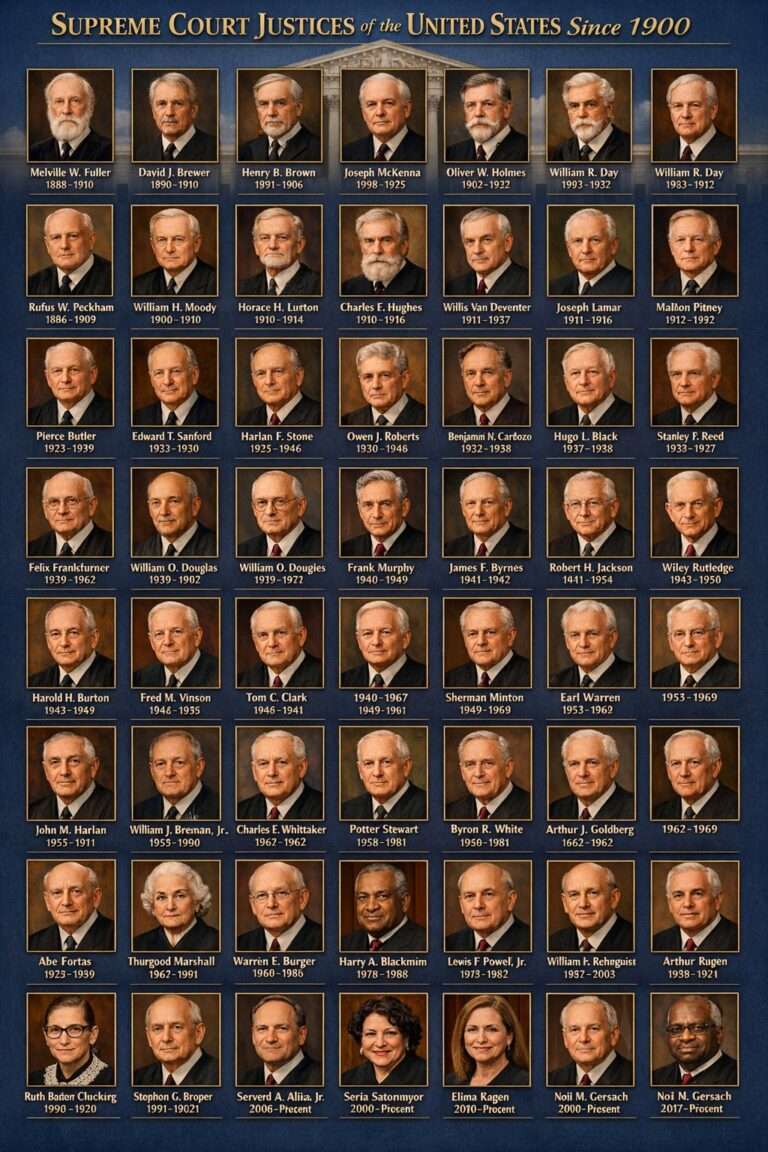 ChatGPT-Generated Poster of Supreme Court Justices Since 1900